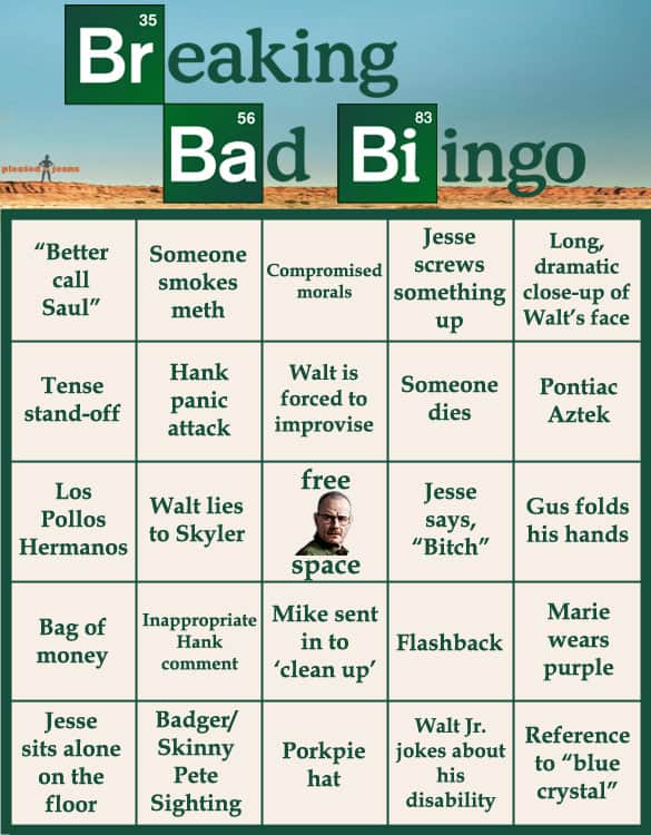 Breaking Bad Bingo Card