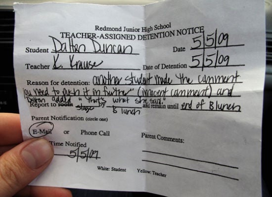 16 Funny Detention Slips