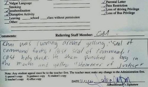 16 Funny Detention Slips
